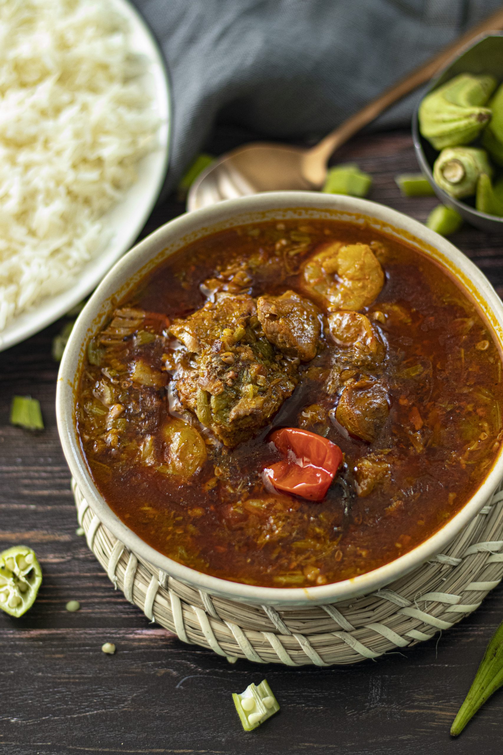 Soupou Kandia - sauce gombo à l'huile rouge - Aistou Cuisine